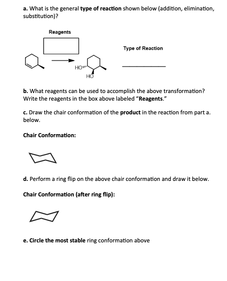 Solved a. What is the general type of reaction shown below | Chegg.com