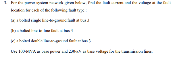 Solved 3. For the power system network given below, find the | Chegg.com