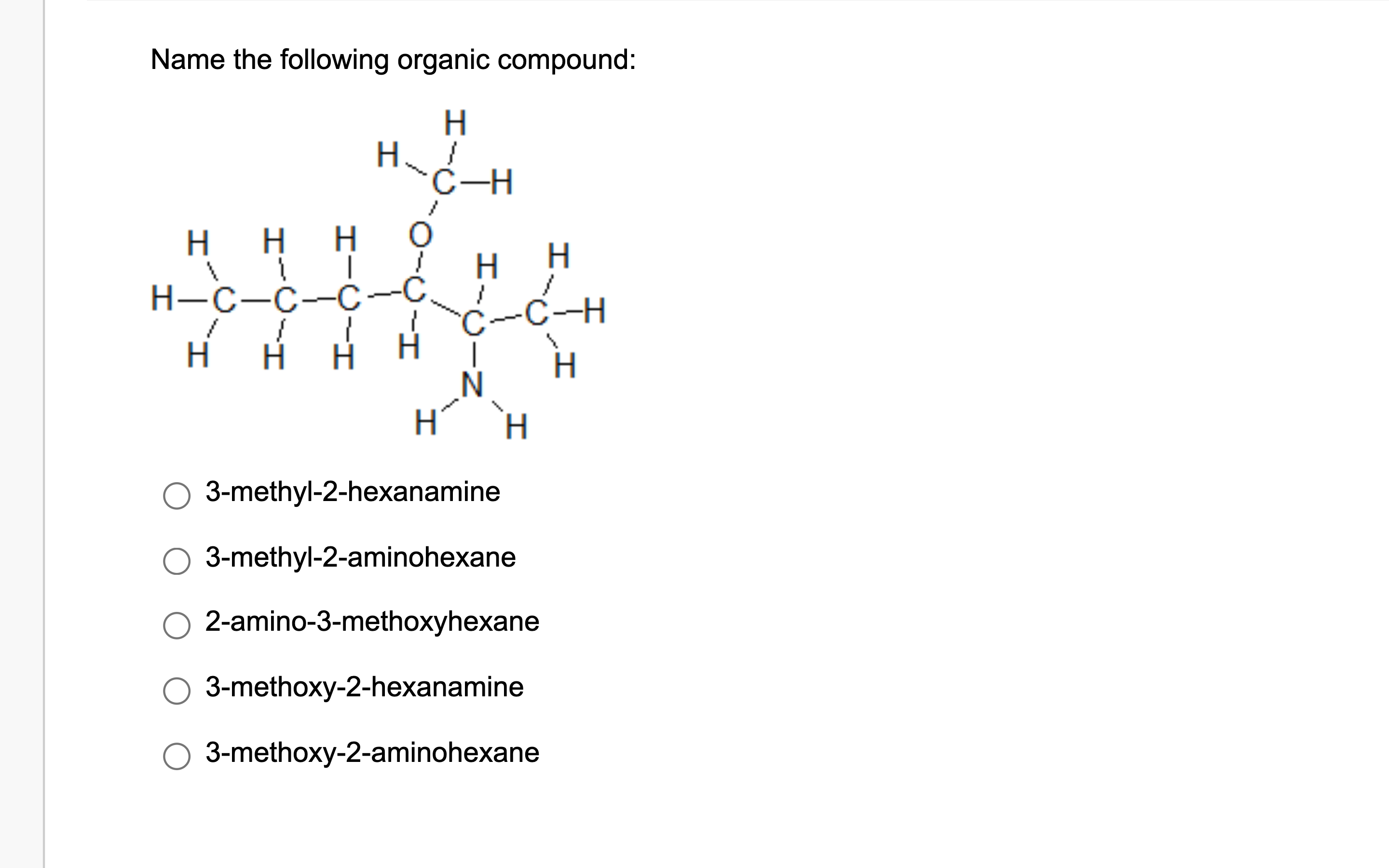 Solved Name the following organic compound: | Chegg.com