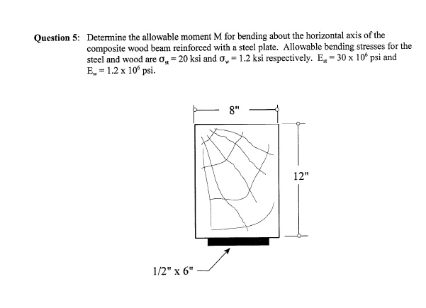 Solved n 5: Determine the allowable moment M for bending | Chegg.com