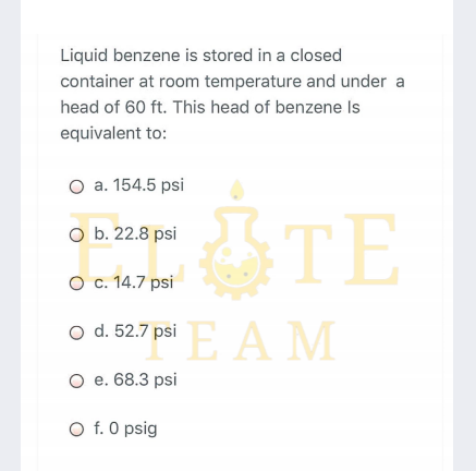 Solved Liquid benzene is stored in a closed container at | Chegg.com