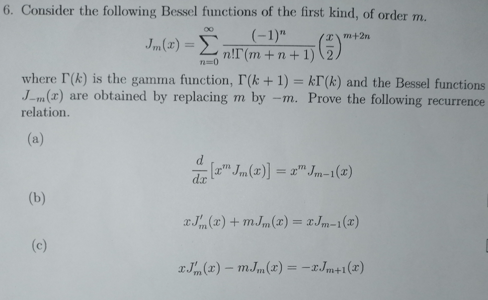 Solved 6. Consider the following Bessel functions of the | Chegg.com
