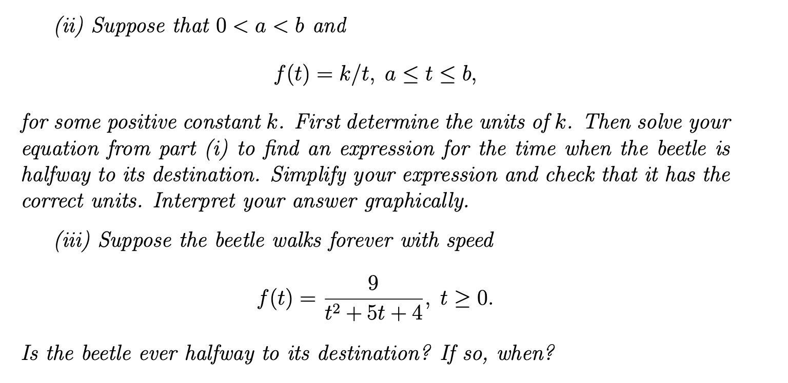 Solved (6) The continuous function v = f(t), a a. (i) Write | Chegg.com