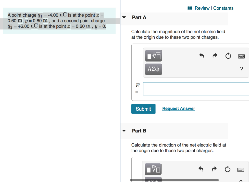 Solved Review I Constants A point charge q1 = -4.00 nC is at | Chegg.com