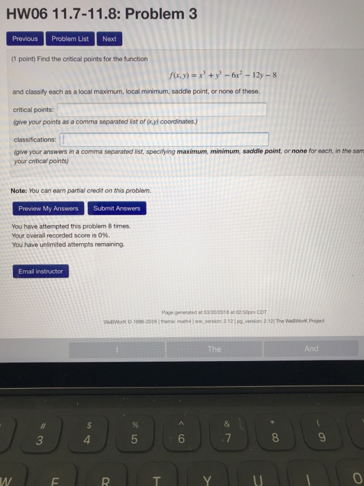 Solved Hw06 11 7 11 8 Problem 3 Previous Problem Listnext