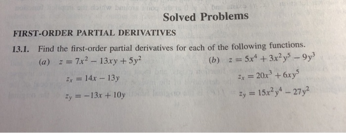 Solved Find the first-order partial derivatives for each of | Chegg.com