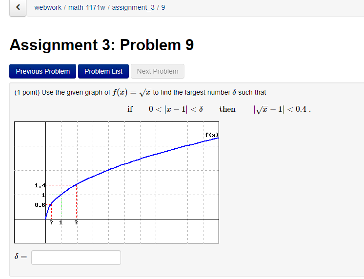 Solved webwork/math-1171w / assignment_3/9 Assignment 3: | Chegg.com Solved webwork/math-1171w / assignment_3/9 Assignment 3: | Chegg.com