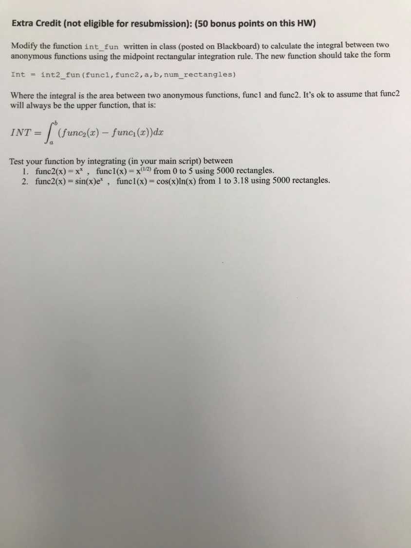 Solved Extra Credit (not eligible for resubmission): (50 | Chegg.com