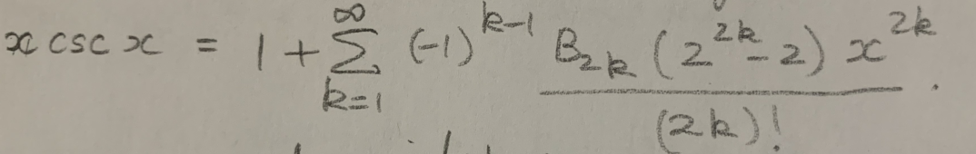 Solved By definition of the Bernoulli numbers: no xcscx 2 | Chegg.com
