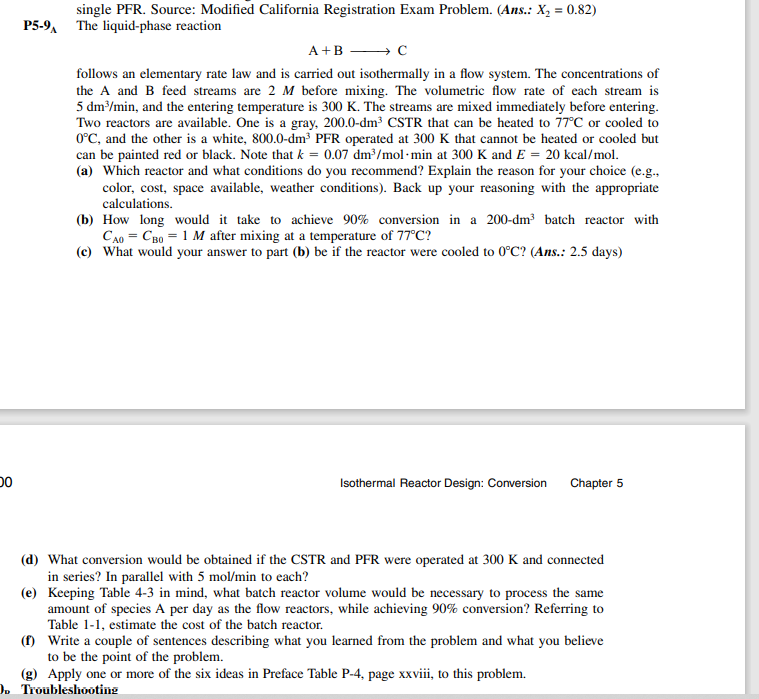 Solved single PFR. Source: Modified California Registration | Chegg.com
