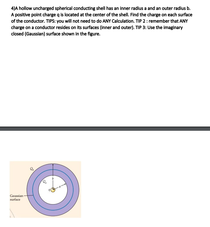 Solved 4)A hollow uncharged spherical conducting shell has | Chegg.com