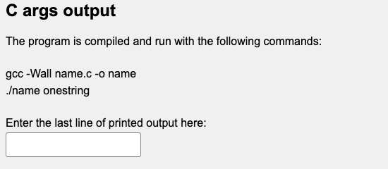 Solved C args output The program is compiled and run with | Chegg.com