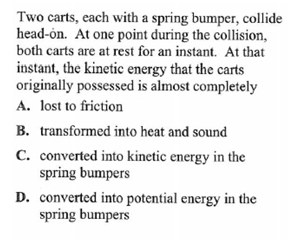 Solved Two carts, each with a spring bumper, collide | Chegg.com