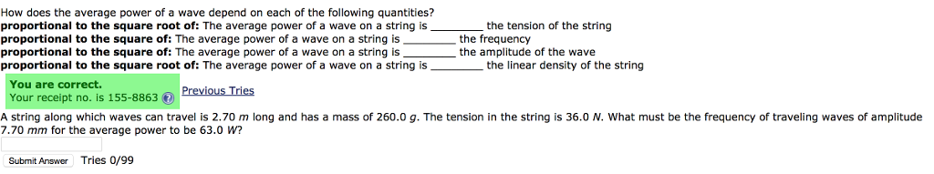Solved How does the average power of a wave depend on each | Chegg.com