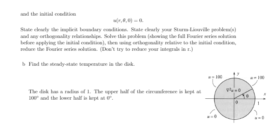 3. a Solve the heat equation on a disk ди 10 au 1 2 + | Chegg.com