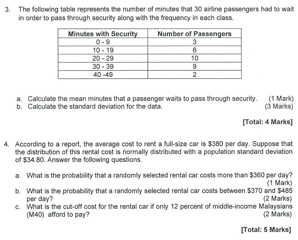 Solved 3. The following table represents the number of | Chegg.com