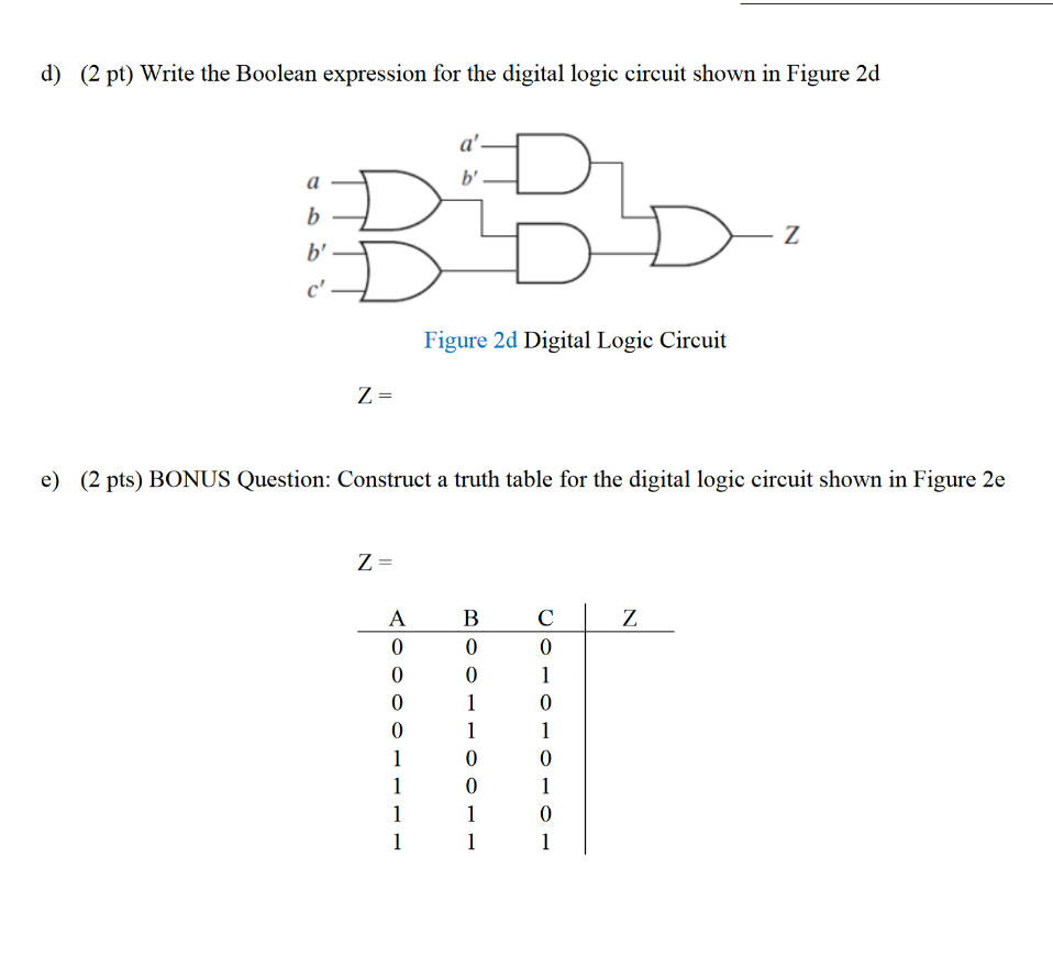 Solved Question 2 (10pts) - Combinatorial Logic Design You | Chegg.com