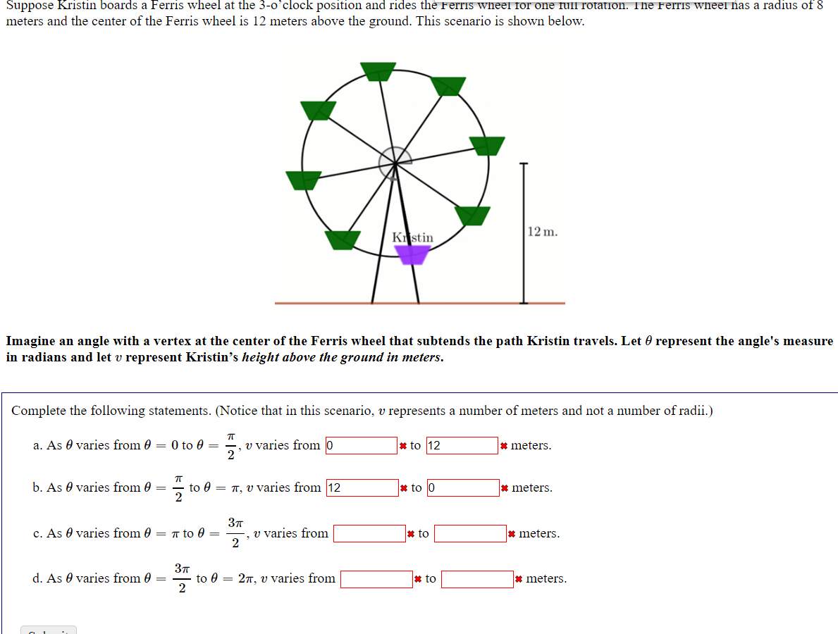 Solved Suppose Kristin boards a Ferris wheel at the | Chegg.com