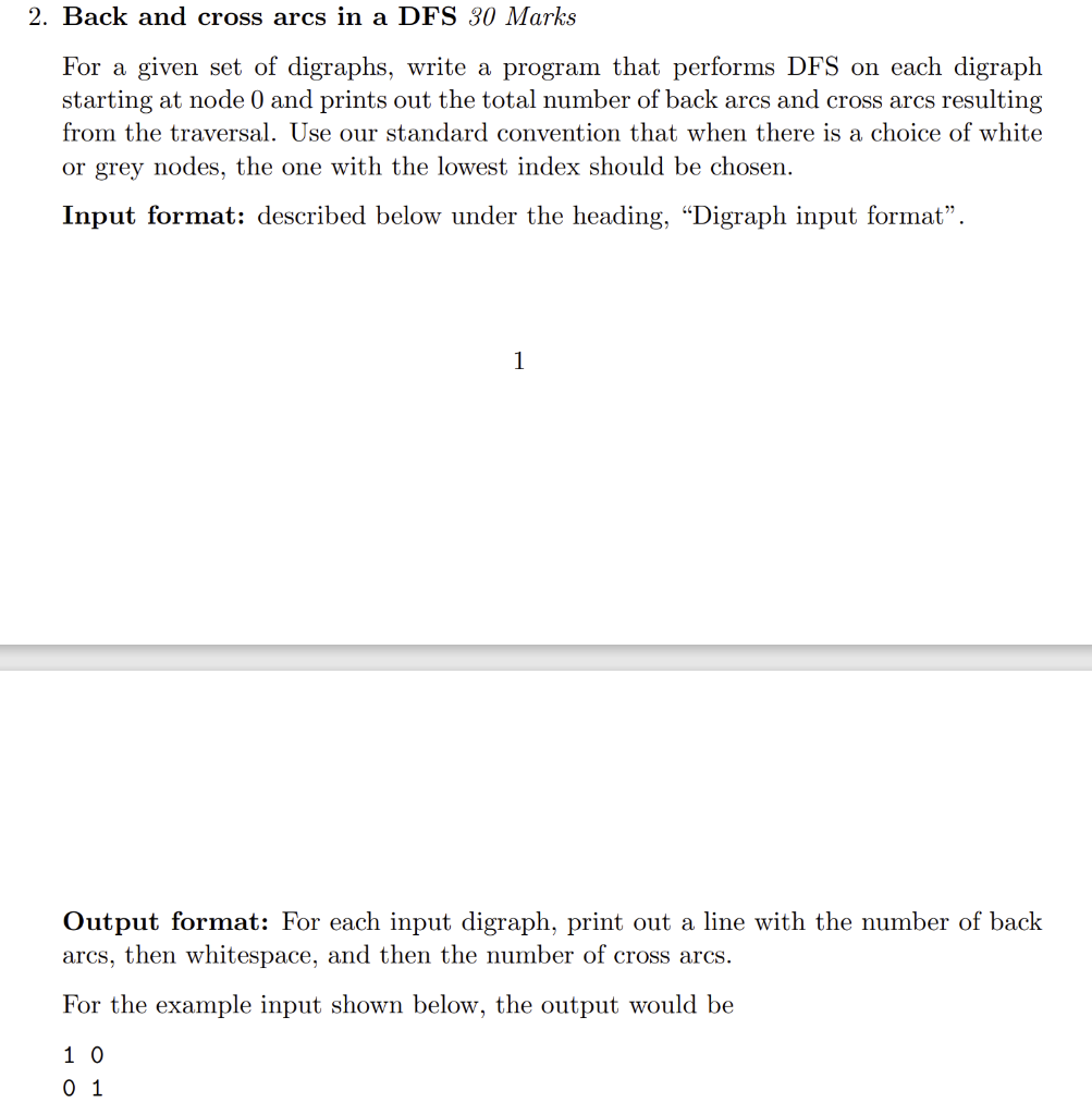 2. Back and cross arcs in a DFS 30 Marks For a given | Chegg.com