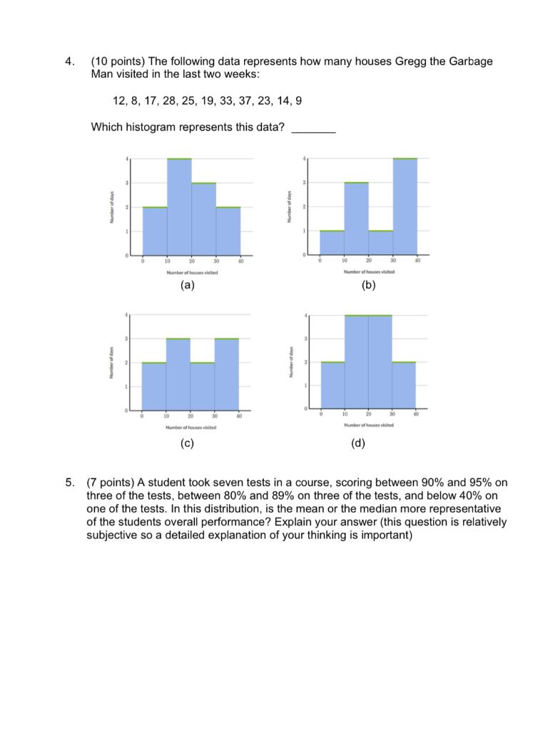 Solved 4. (10 points) The following data represents how many | Chegg.com Solved 4. (10 points) The following data represents how many | Chegg.com