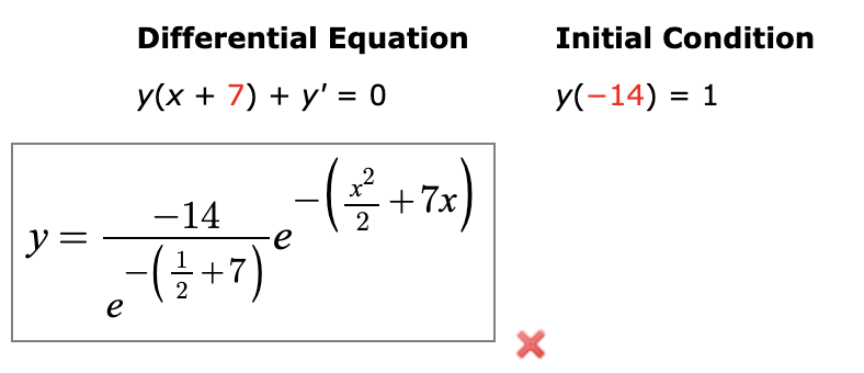 Solved Differential Equation Initial Condition y(x + 7) + y' | Chegg.com