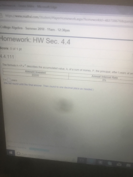 Solved The formula A=Pe^rt this guy is accumulated value a | Chegg.com