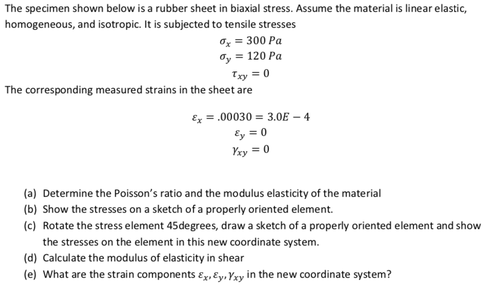 Solved The specimen shown below is a rubber sheet in biaxial | Chegg.com