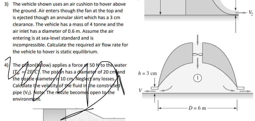Solved 3) The vehicle shown uses an air cushion to hover | Chegg.com