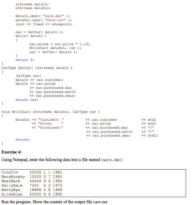 Solved ifstream datain; ofstream dataOut; dataIn.open | Chegg.com