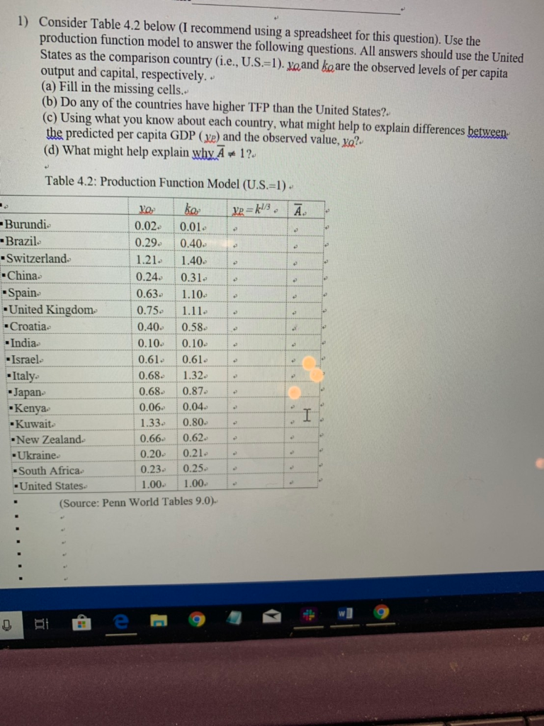 1) Consider Table 4.2 below (I recommend using a | Chegg.com