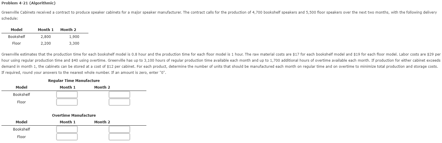 Solved Problem 4-21 (Algorithmic) contract to produce | Chegg.com