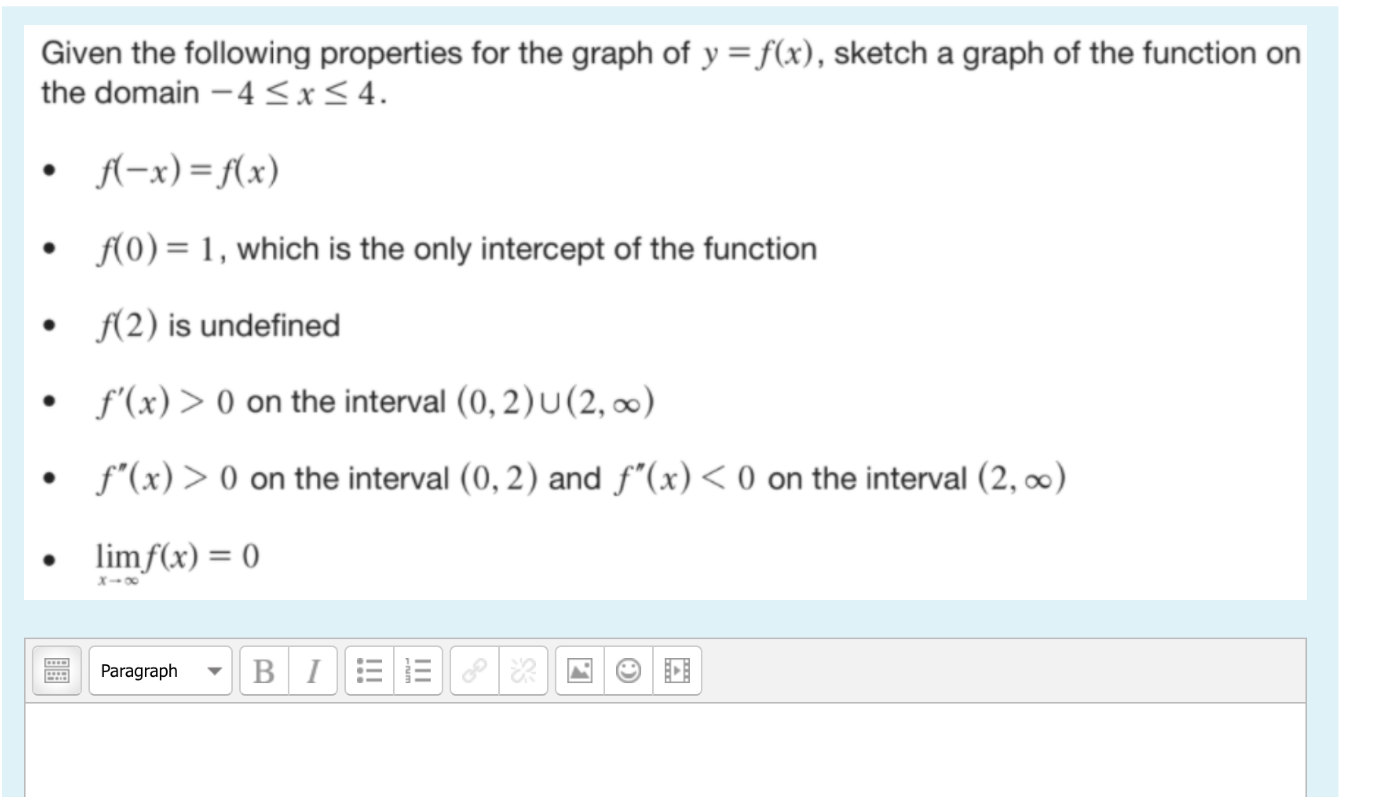 Solved Given the following properties for the graph of | Chegg.com