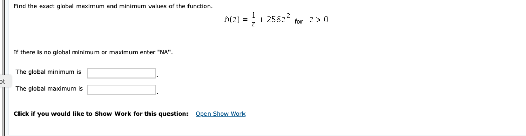 Solved Find The Exact Global Maximum And Minimum Values Of