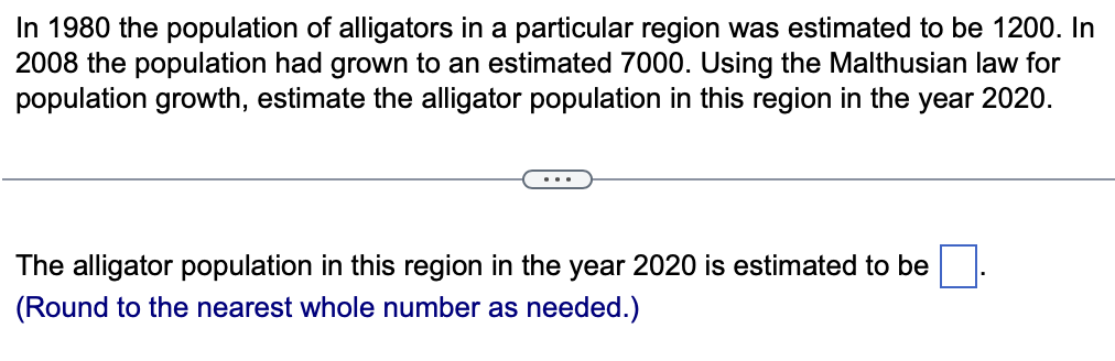 In 1980 ﻿the population of alligators in a particular | Chegg.com