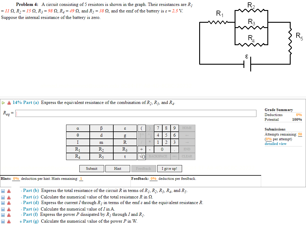 Solved Problem 4: A circuit consisting of 5 resistors is | Chegg.com