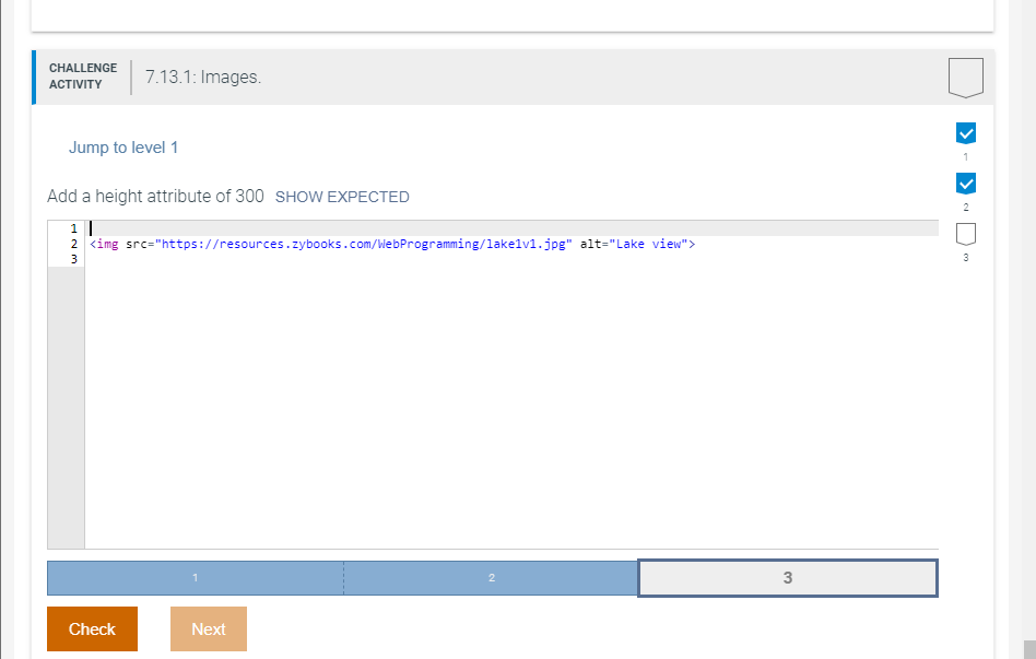 CHALLENGE ACTIVITY 7.13.1: Images Jump to level 1 Add | Chegg.com