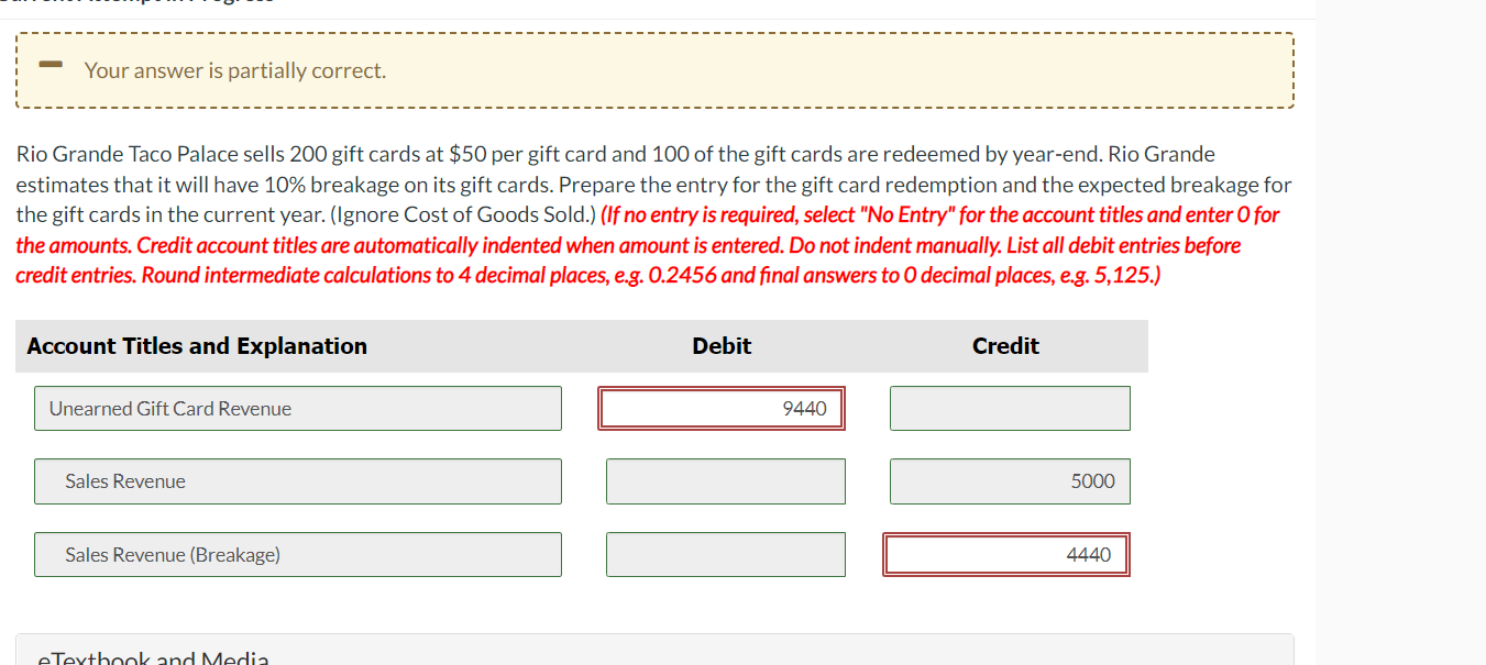 Solved Rio Grande Taco Palace sells 200 gift cards at $50 | Chegg.com