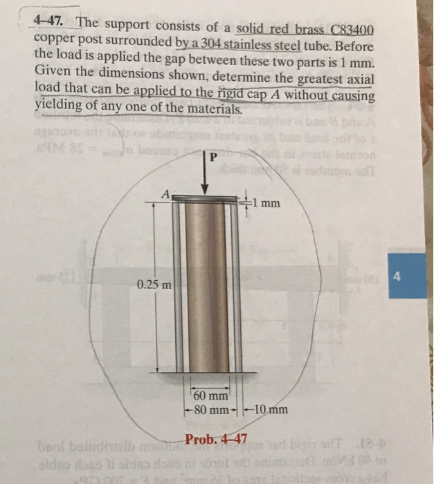 Solved 4-47. The support consists of a solid red brass | Chegg.com
