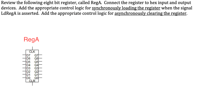 Review the following eight bit register, called RegA. | Chegg.com