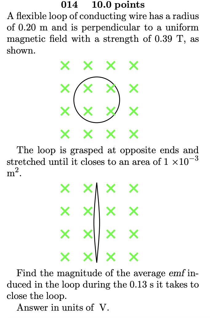 Solved 014 10.0 points A flexible loop of conducting wire | Chegg.com