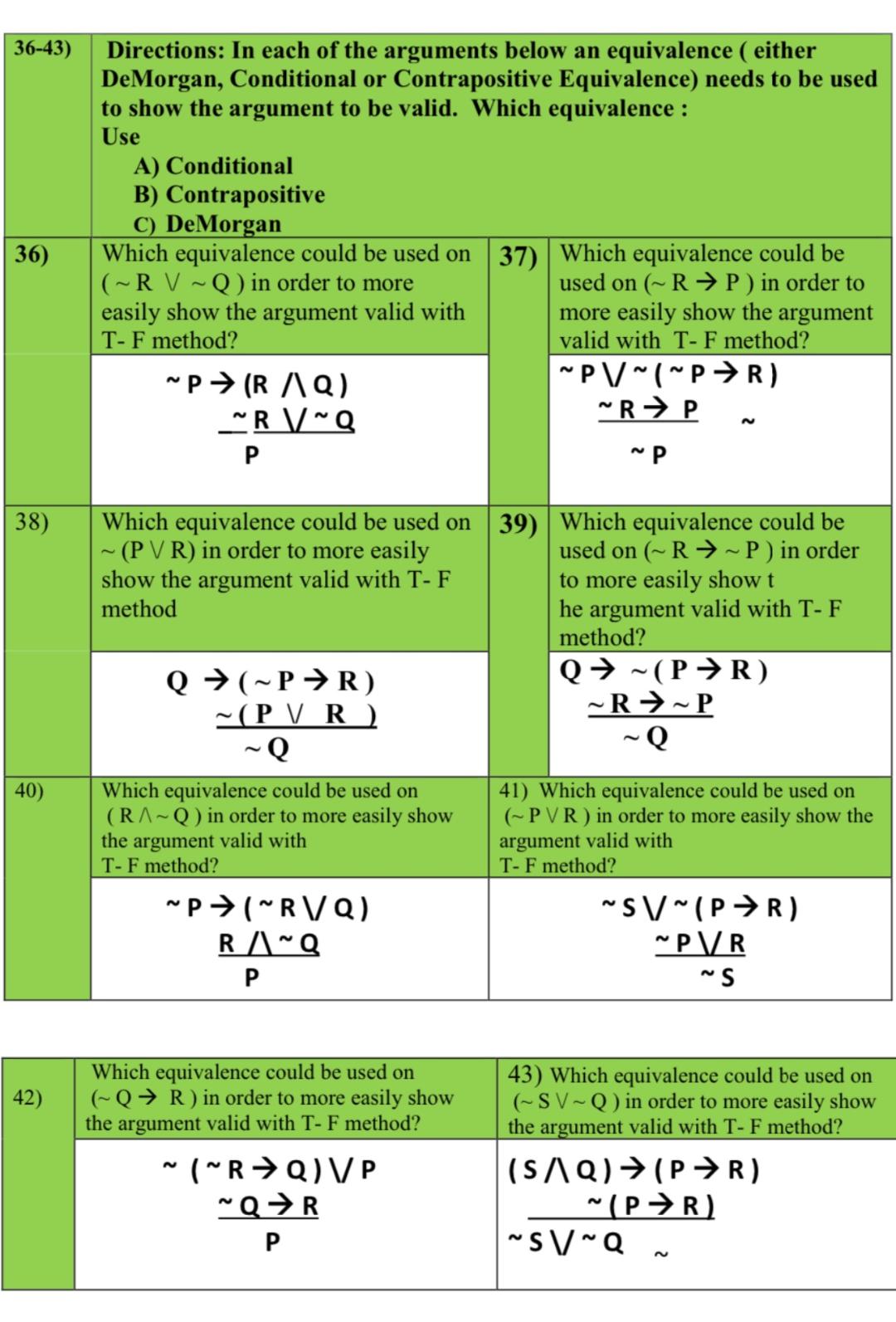 Solved 36-43) Directions: In each of the arguments below an | Chegg.com