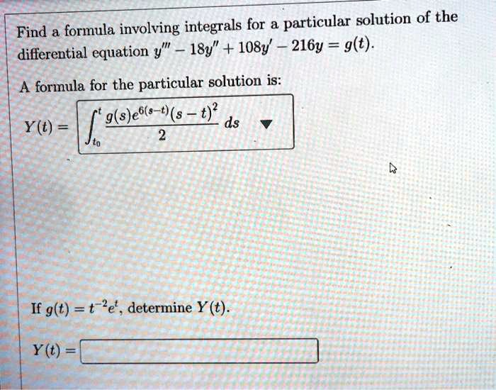 Solved Find a formula involving integrals for a particular | Chegg.com