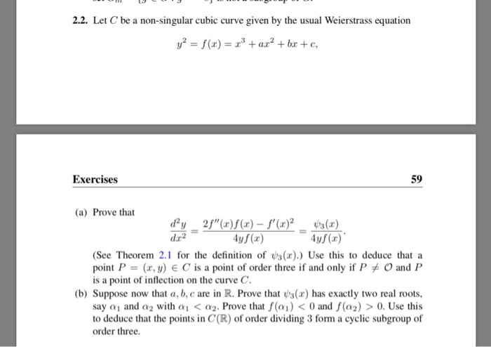 Solved 2.2. Let C be a non-singular cubic curve given by the | Chegg.com