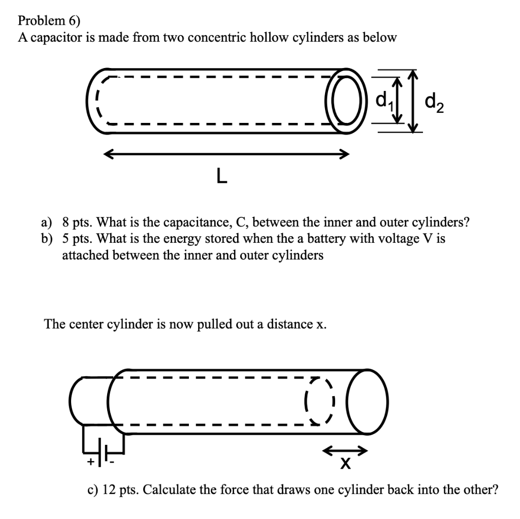 Solved Problem 6) A capacitor is made from two concentric | Chegg.com