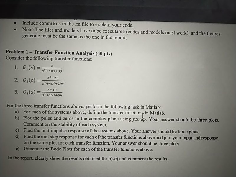 Solved Include comments in the .m file to explain your code. | Chegg.com