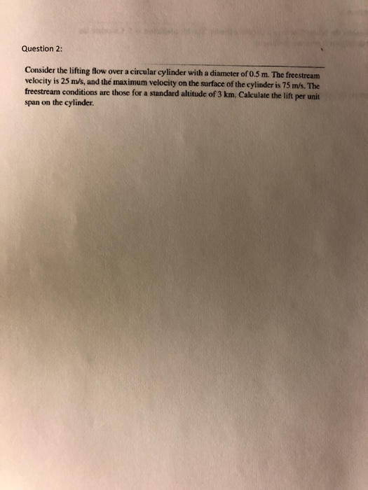Solved Question 2: Consider the lifting flow over a circular | Chegg.com