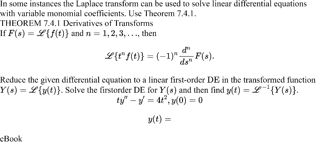 Solved In some instances the Laplace transform can be used | Chegg.com