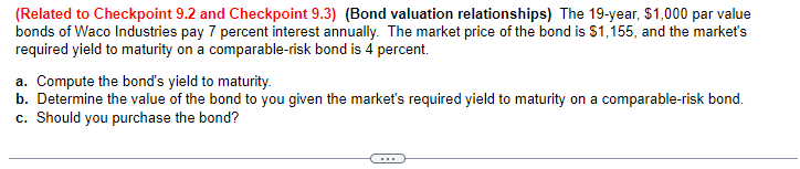 Solved (Related to Checkpoint 9.2 and Checkpoint 9.3) (Bond | Chegg.com
