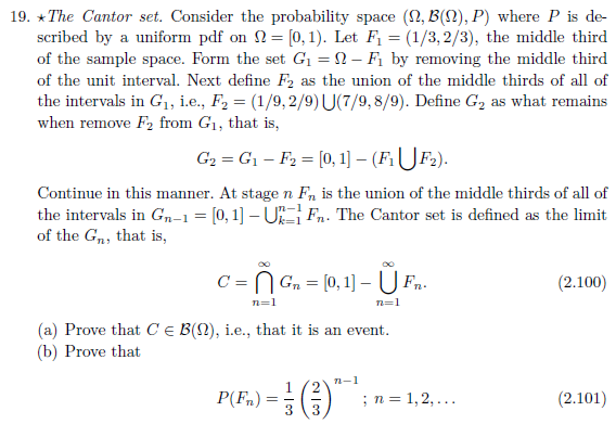 Solved 19. ⋆ The Cantor set. Consider the probability space | Chegg.com