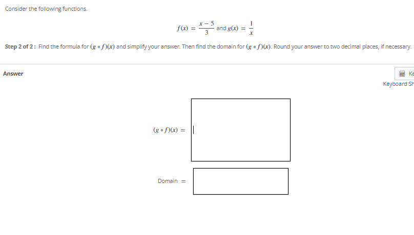 Solved Consider the following functions. f(x)=3x−5 and | Chegg.com
